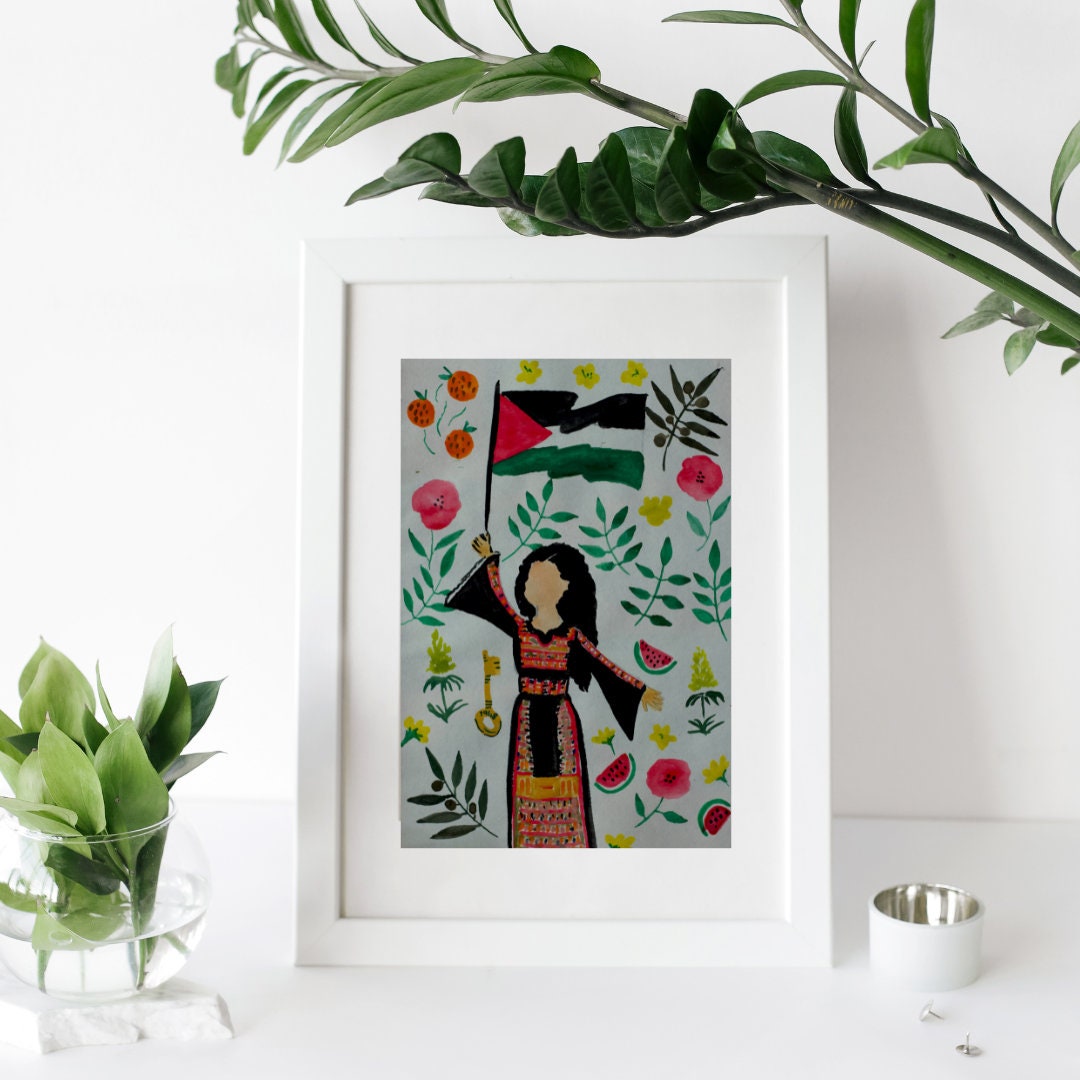 Downloadable Art Watercolour Painting Print Palestinian Flag ...