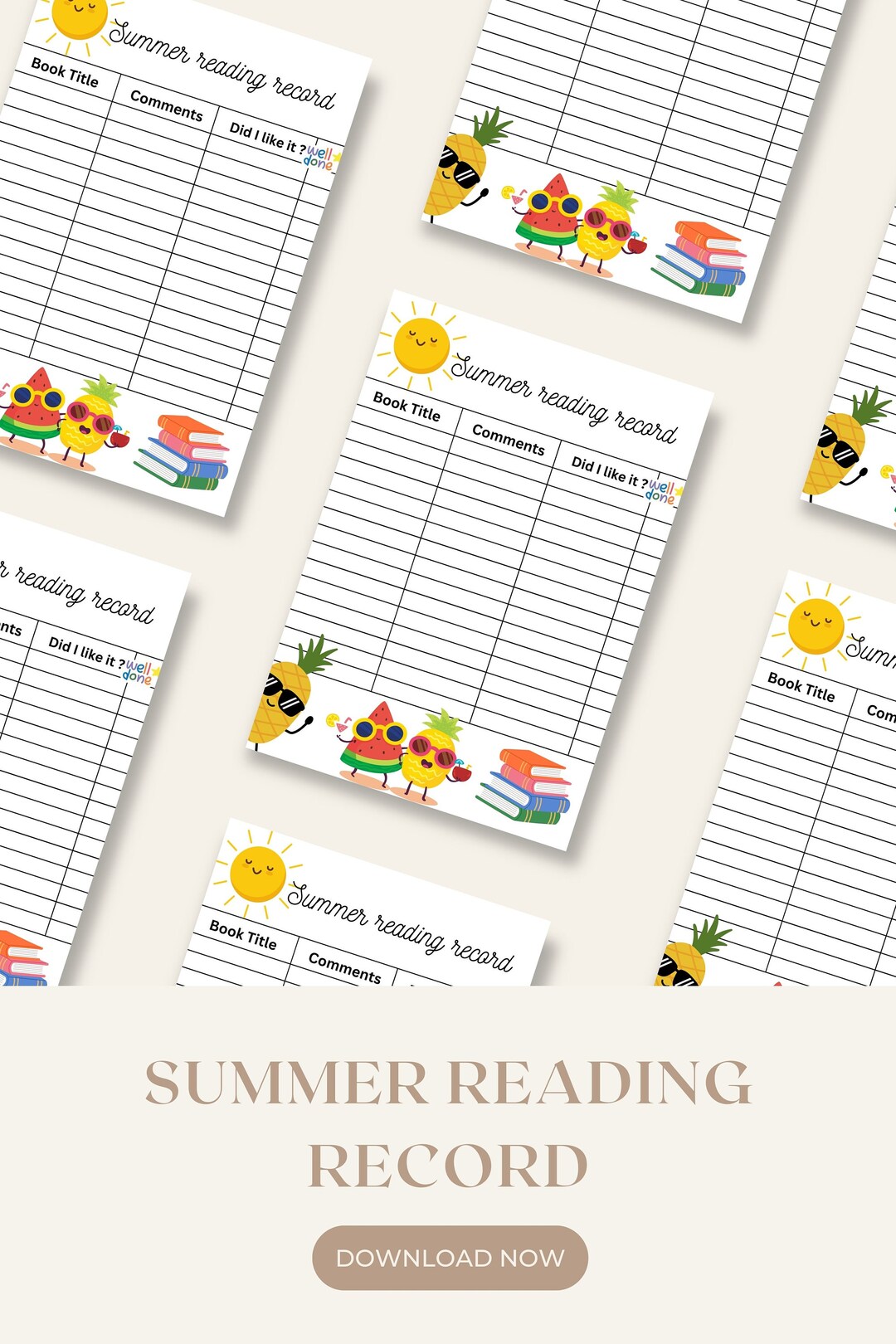 Summer Activity - Reading Record - Book Record - Book Challenge ...