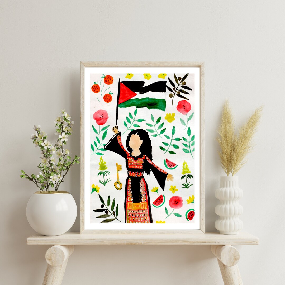 Poster of Palestine -palestinian Woman- Traditional Dress - Wall Art ...