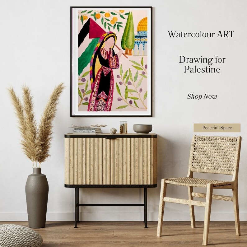 Poster Palestinian Lady - Palestinian Flag Premium Matte Paper ...