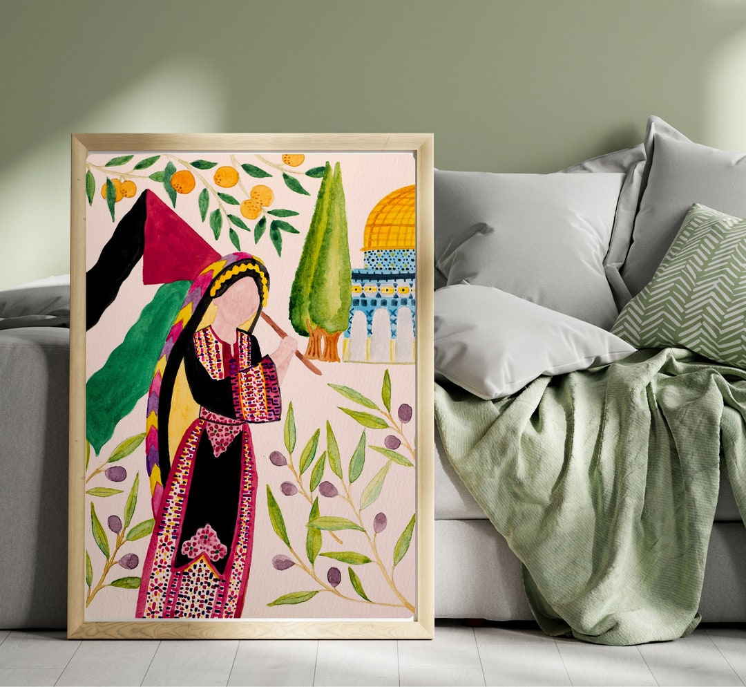Poster Palestinian Lady - Palestinian Flag Premium Matte Paper ...