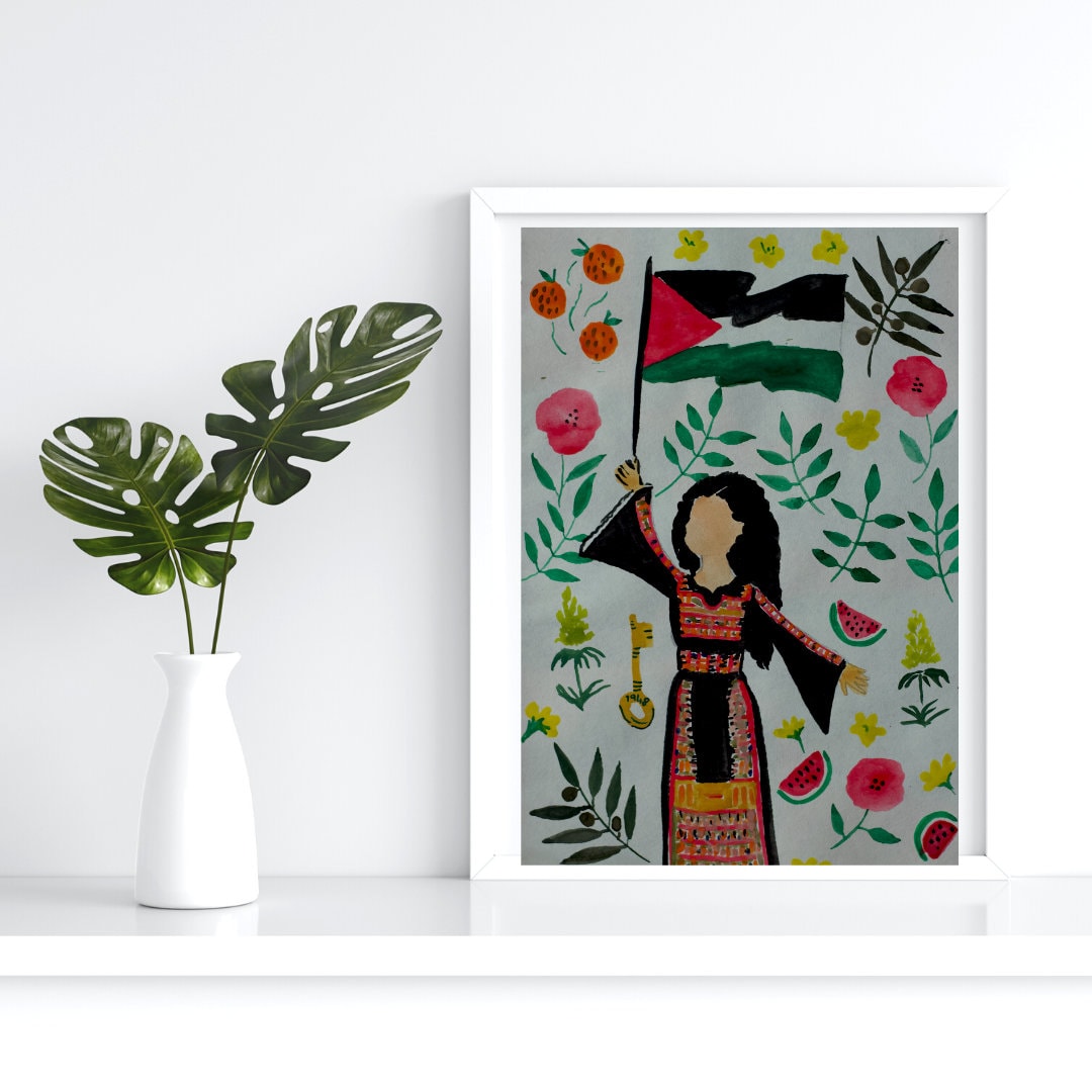 Downloadable Art Watercolour Painting Print Palestinian Flag ...