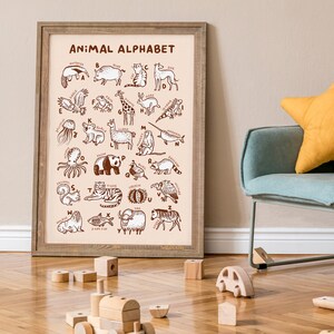 Animal Alphabet Print, Pastel ABC Poster, Kids Room Printable Wall Art ...