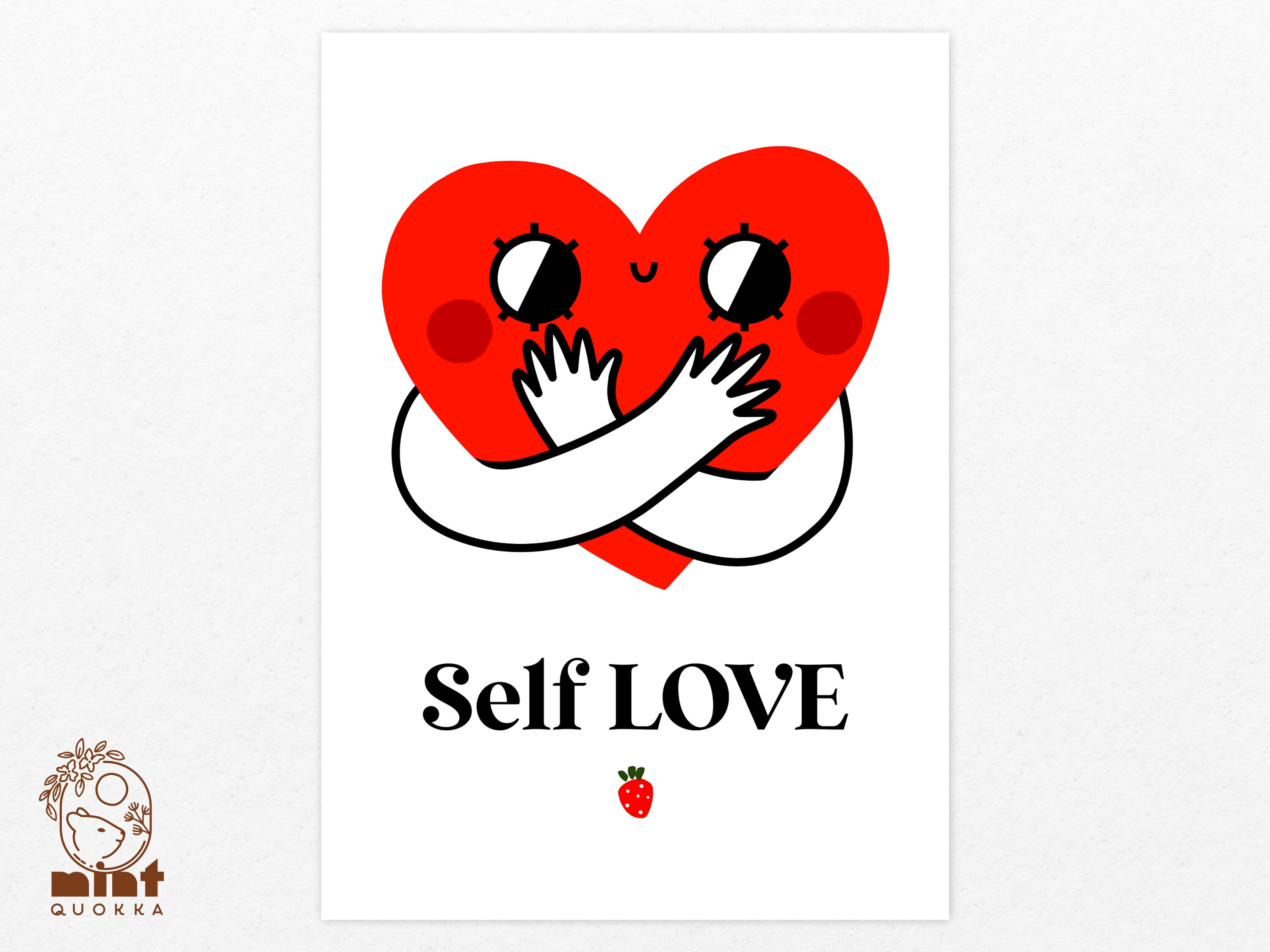 Self Love Printable Wall Art, Red Heart Poster, Love Yourself ...