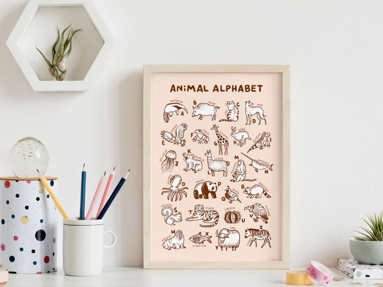 Animal Alphabet Print, Pastel ABC Poster, Kids Room Printable Wall Art ...