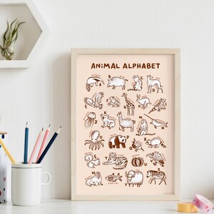 Animal Alphabet Print, Pastel ABC Poster, Kids Room Printable Wall Art ...