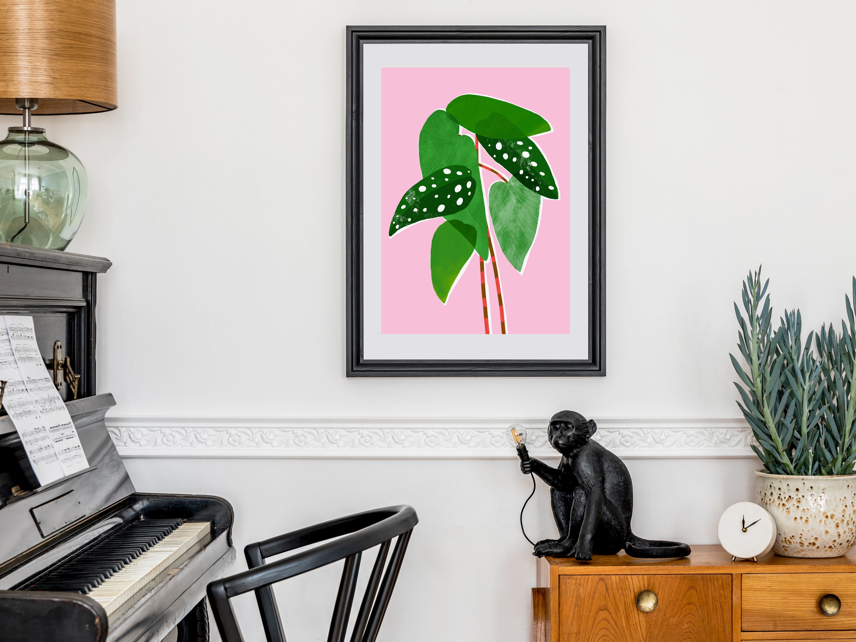 Begonia Maculata Printable Botanical Art Print on Pink - Etsy