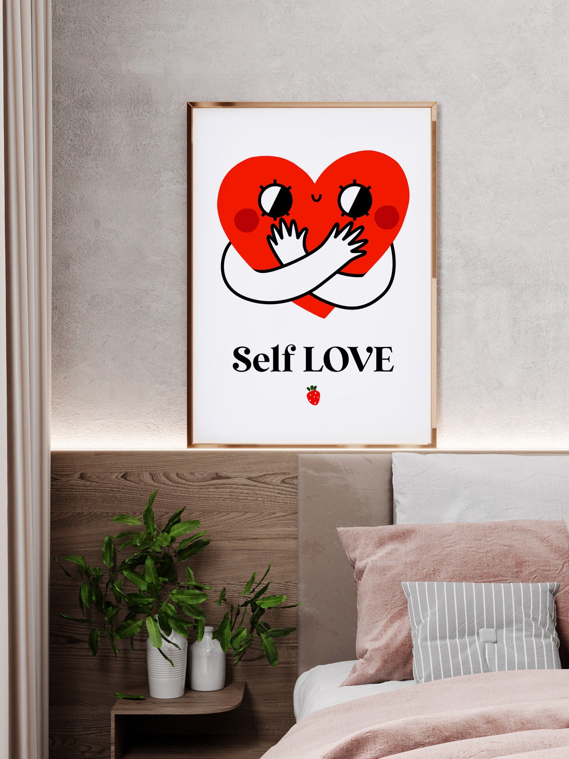 Self Love Printable Wall Art, Red Heart Poster, Love Yourself ...