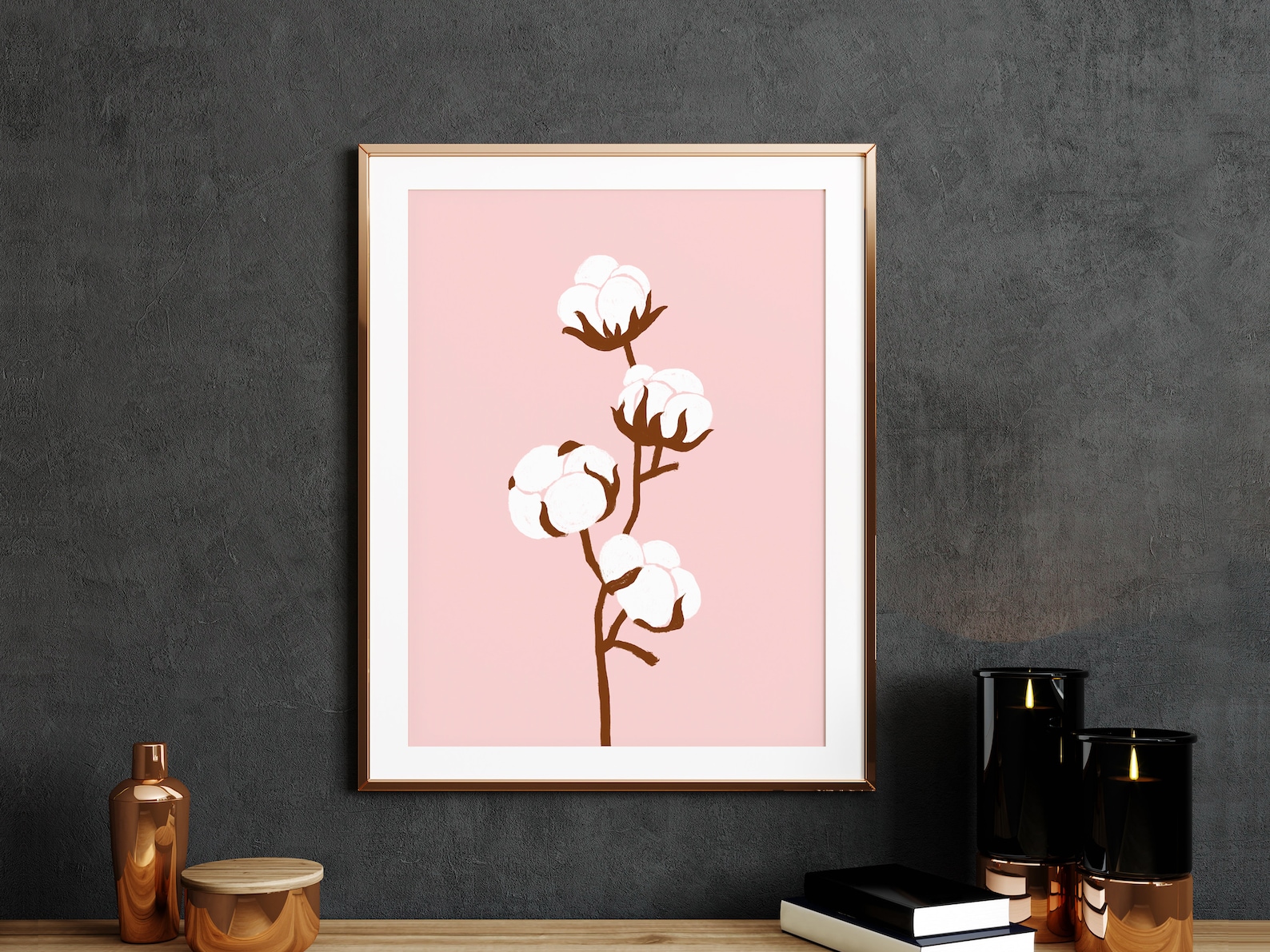 COTTON Boll Art Print, Printable Cotton Flower Branch Poster ...