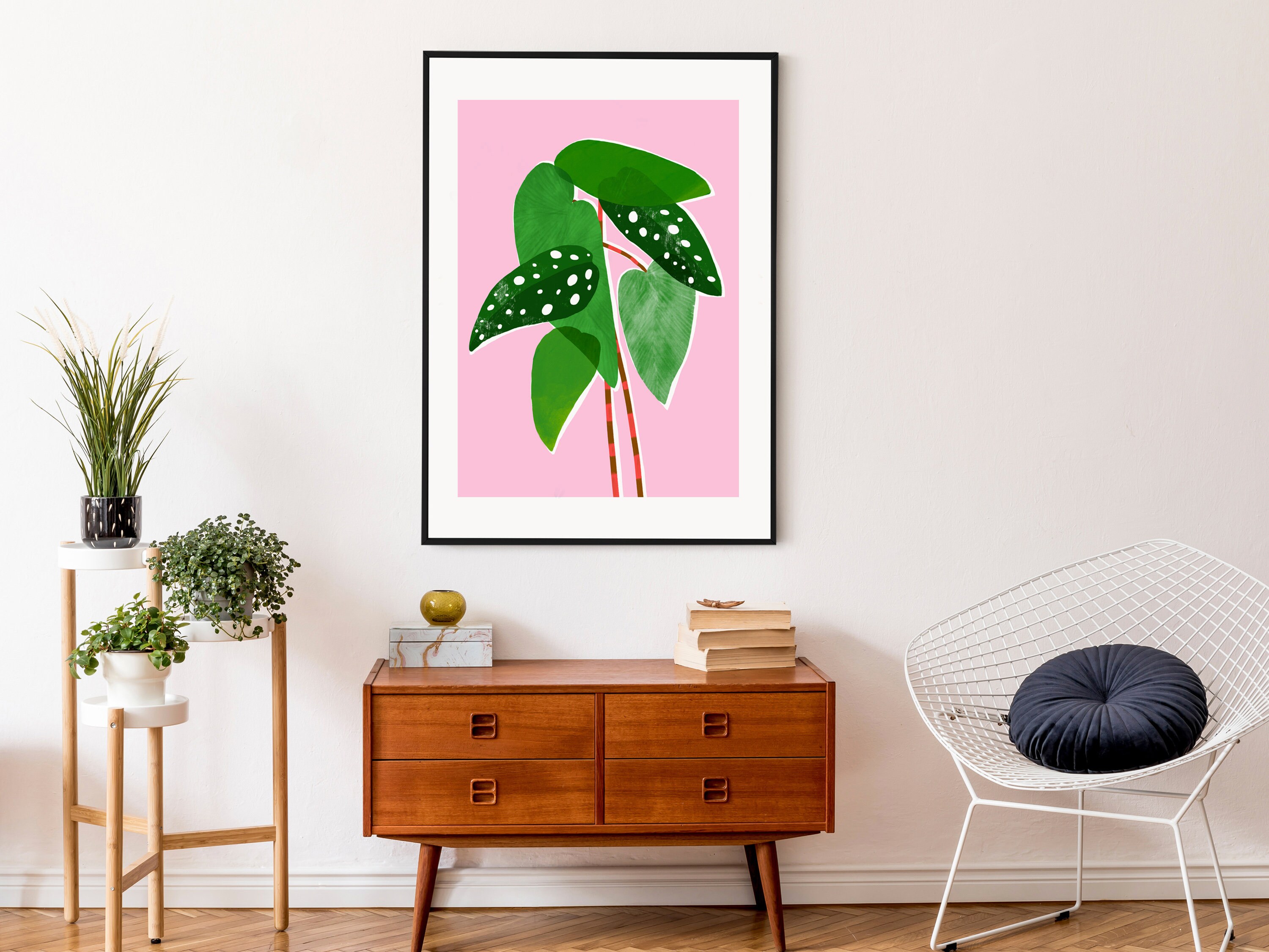 Begonia Maculata Printable Botanical Art Print on Pink - Etsy