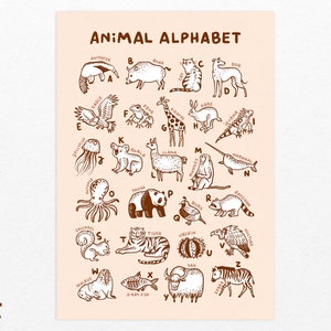 Animal Alphabet Print, Pastel ABC Poster, Kids Room Printable Wall Art ...