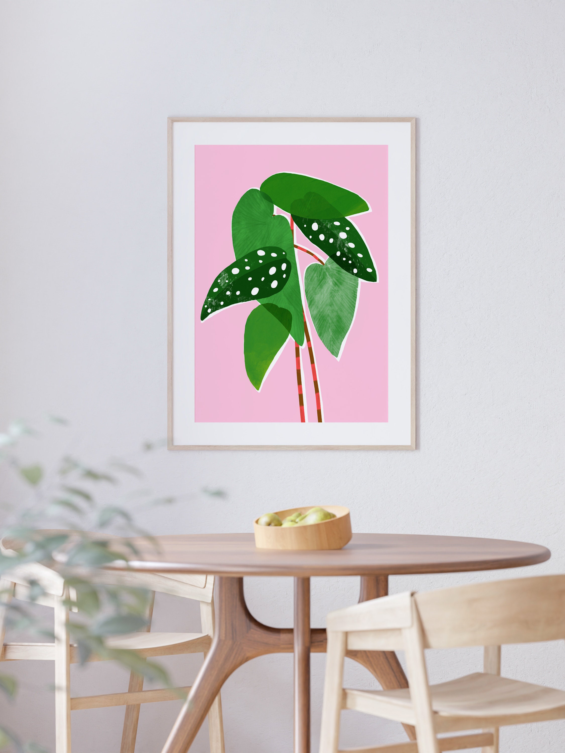 Begonia Maculata Printable Botanical Art Print on Pink - Etsy
