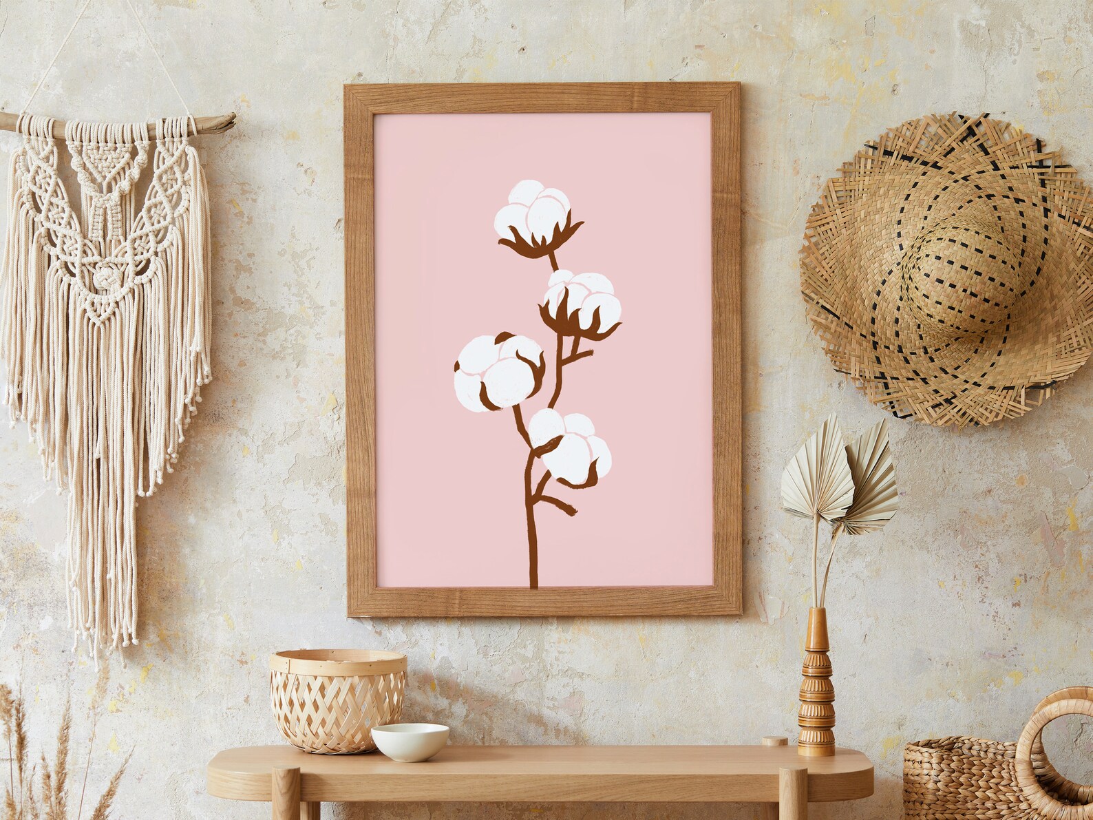 COTTON Boll Art Print, Printable Cotton Flower Branch Poster ...