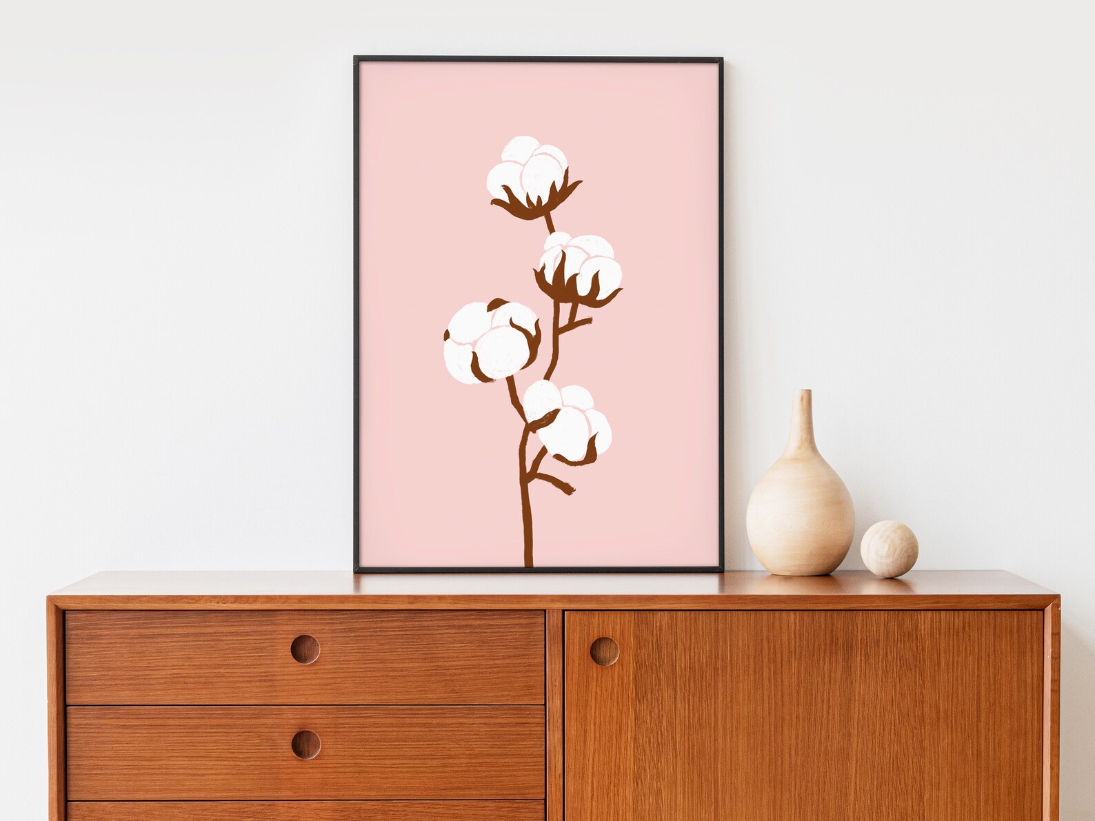 COTTON Boll Art Print, Printable Cotton Flower Branch Poster ...