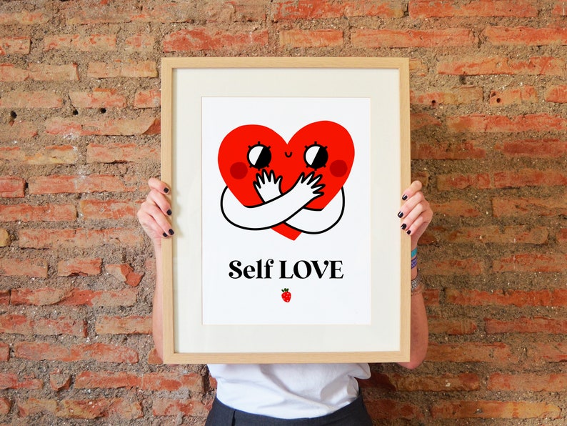 Self Love Printable Wall Art, Red Heart Poster, Love Yourself ...