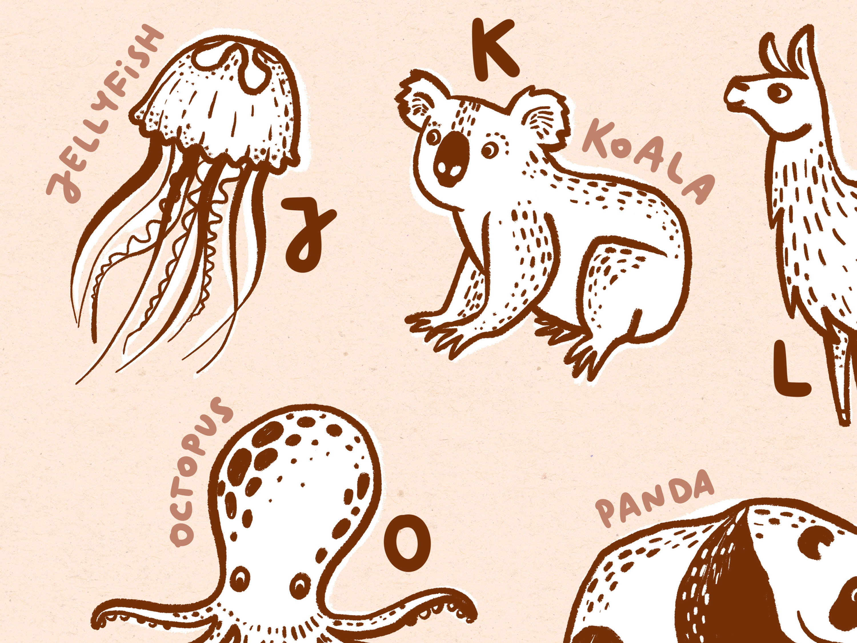 Animal Alphabet Print, Pastel ABC Poster, Kids Room Printable Wall Art ...