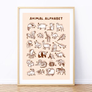 Animal Alphabet Print, Pastel ABC Poster, Kids Room Printable Wall Art ...