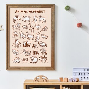 Animal Alphabet Print, Pastel ABC Poster, Kids Room Printable Wall Art ...