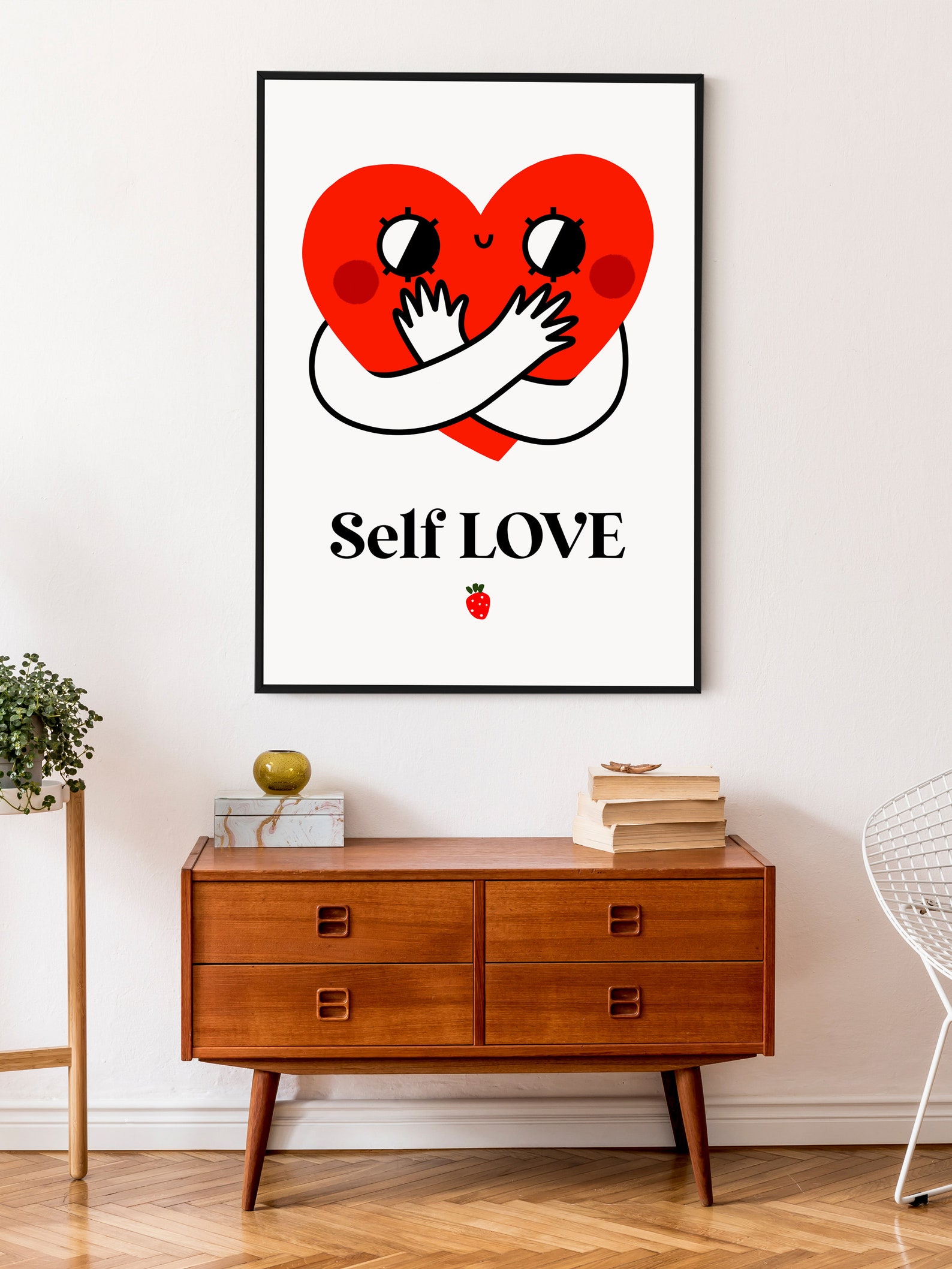 Self Love Printable Wall Art, Red Heart Poster, Love Yourself ...