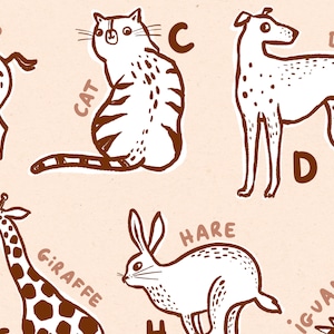 Animal Alphabet Print, Pastel ABC Poster, Kids Room Printable Wall Art ...