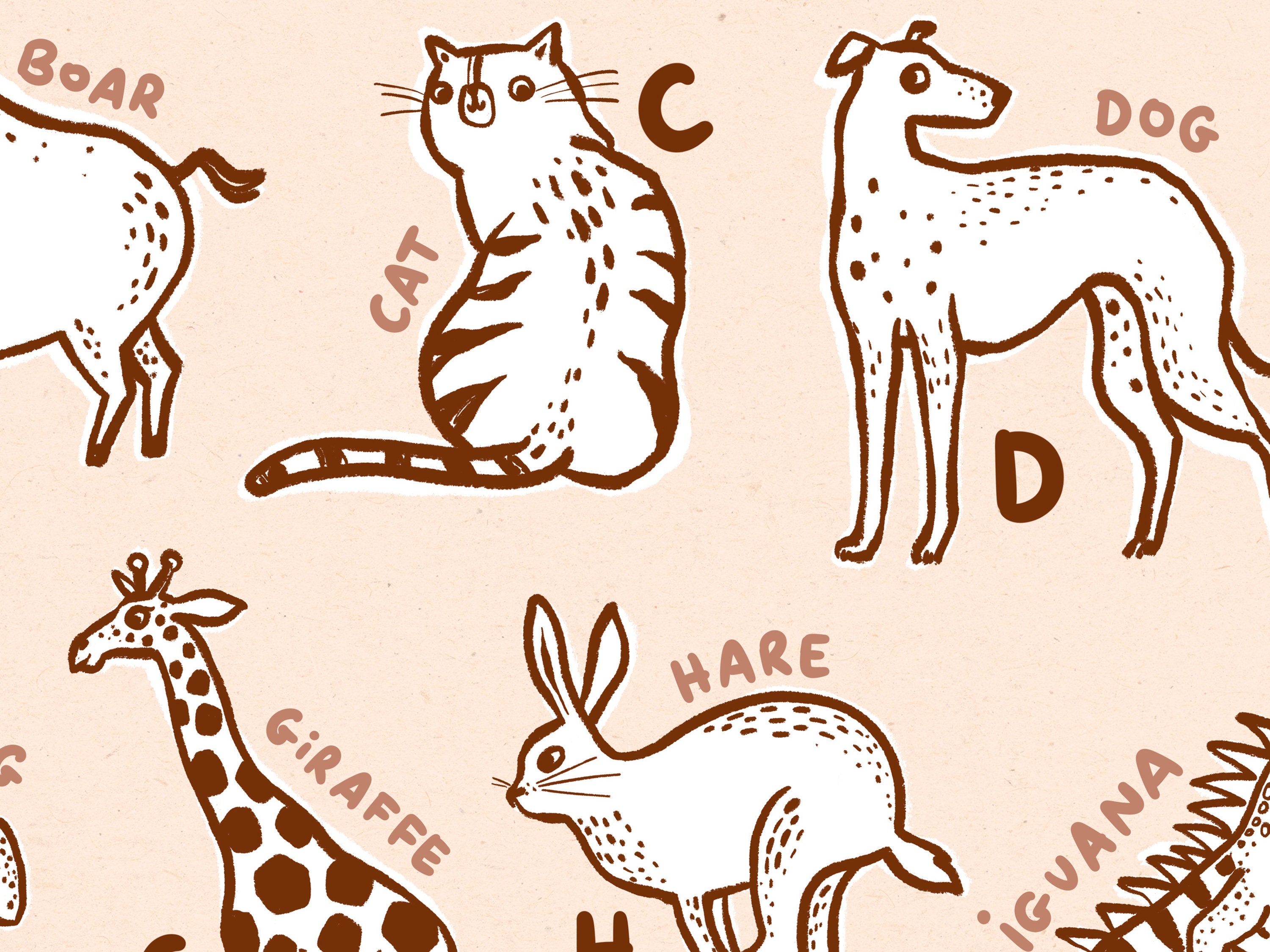 Animal Alphabet Print, Pastel ABC Poster, Kids Room Printable Wall Art ...