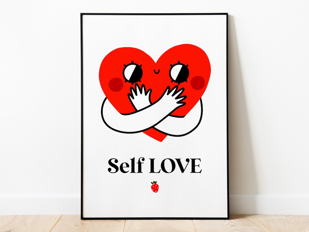 Self Love Printable Wall Art, Red Heart Poster, Love Yourself ...