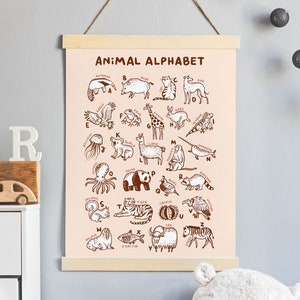 Animal Alphabet Print, Pastel ABC Poster, Kids Room Printable Wall Art ...