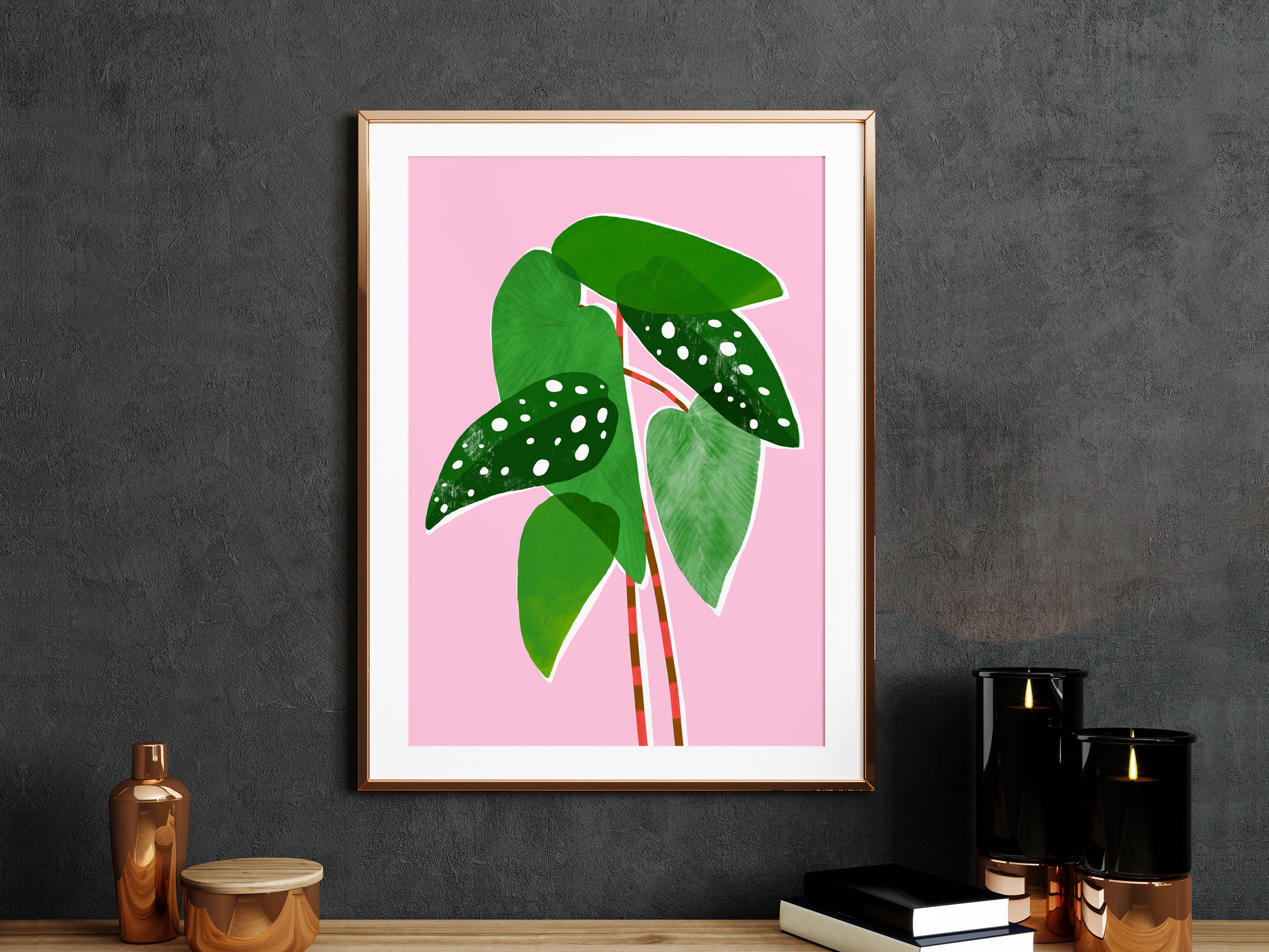 Begonia Maculata Printable Botanical Art Print on Pink - Etsy