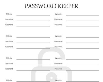 Password Tracker Password Log Password Keeper Password Organizer ...