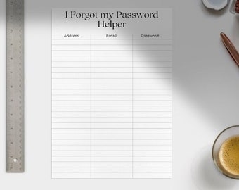 Password Tracker Printable Password Log Password Keeper Password ...