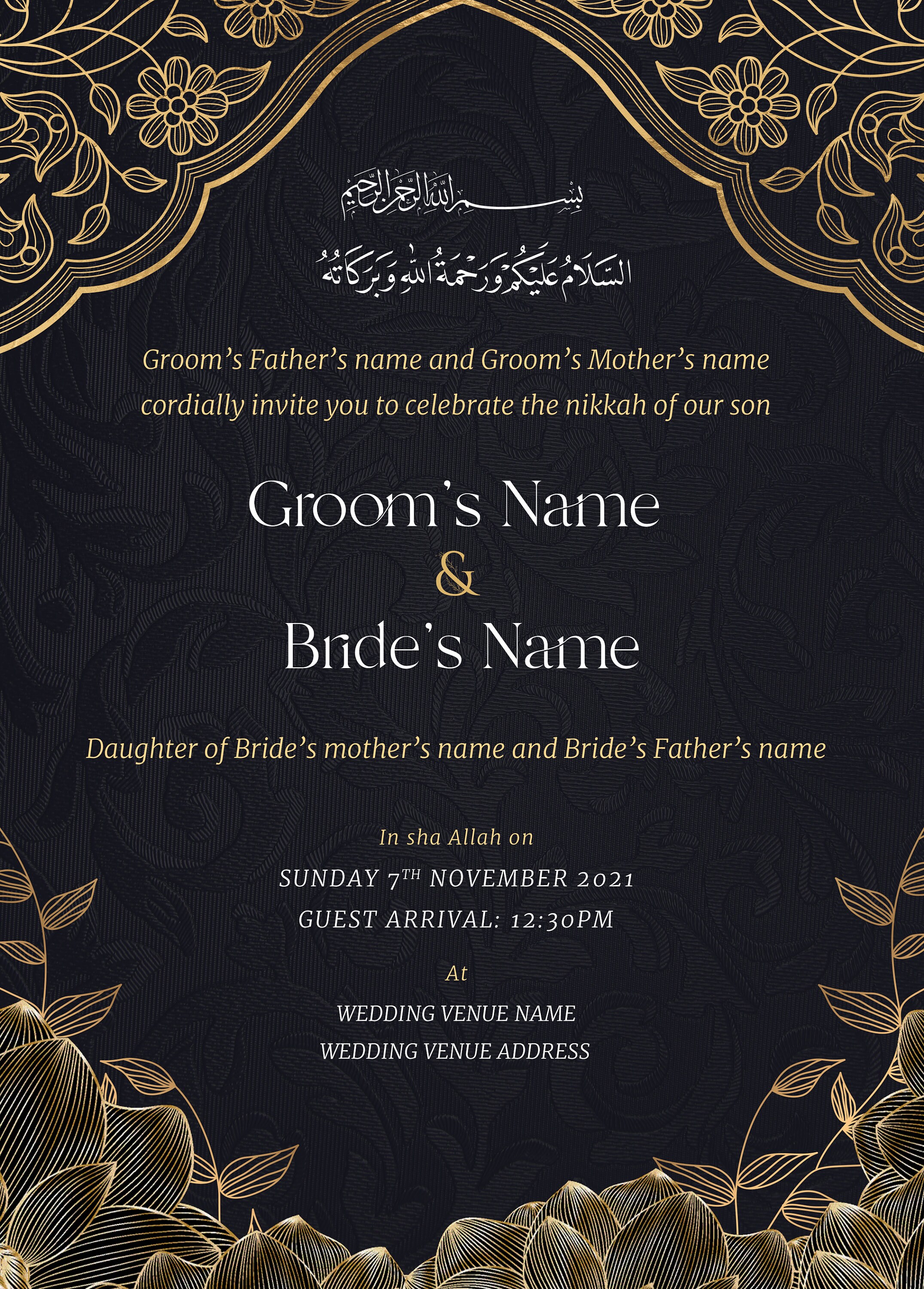 Muslim Wedding Invitation Walima Invitation Digital Nikah - Etsy