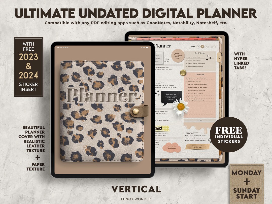 ULTIMATE LEOPARD Digital Planner UNDATED Digital Planner Goodnotes ...