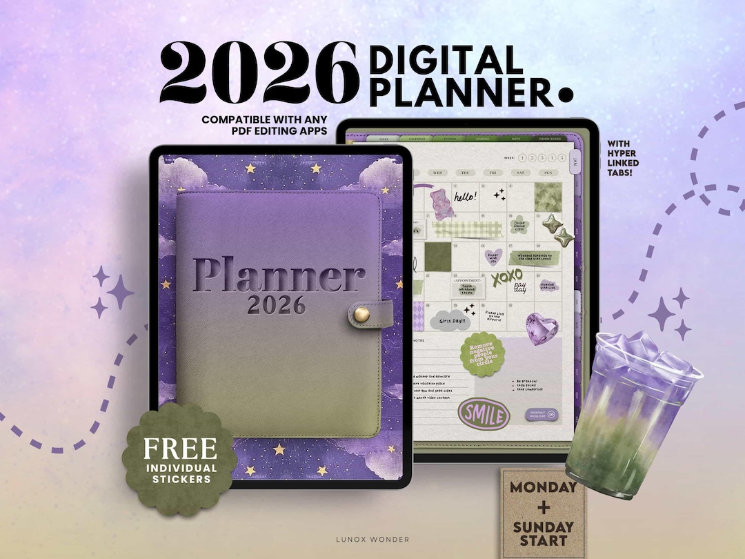 2026 UBE MATCHA Digital Planner (DATED) | Digital Planner | Goodnotes ...