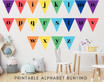 PRINTABLE Blue Alphabet Bunting, Digital Alphabet Banner, Bedroom ...