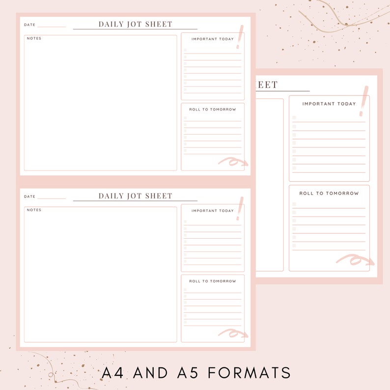 PRINTABLE Minimalist Daily Jot Sheet, Digital Jot Sheet, Minimalist ...