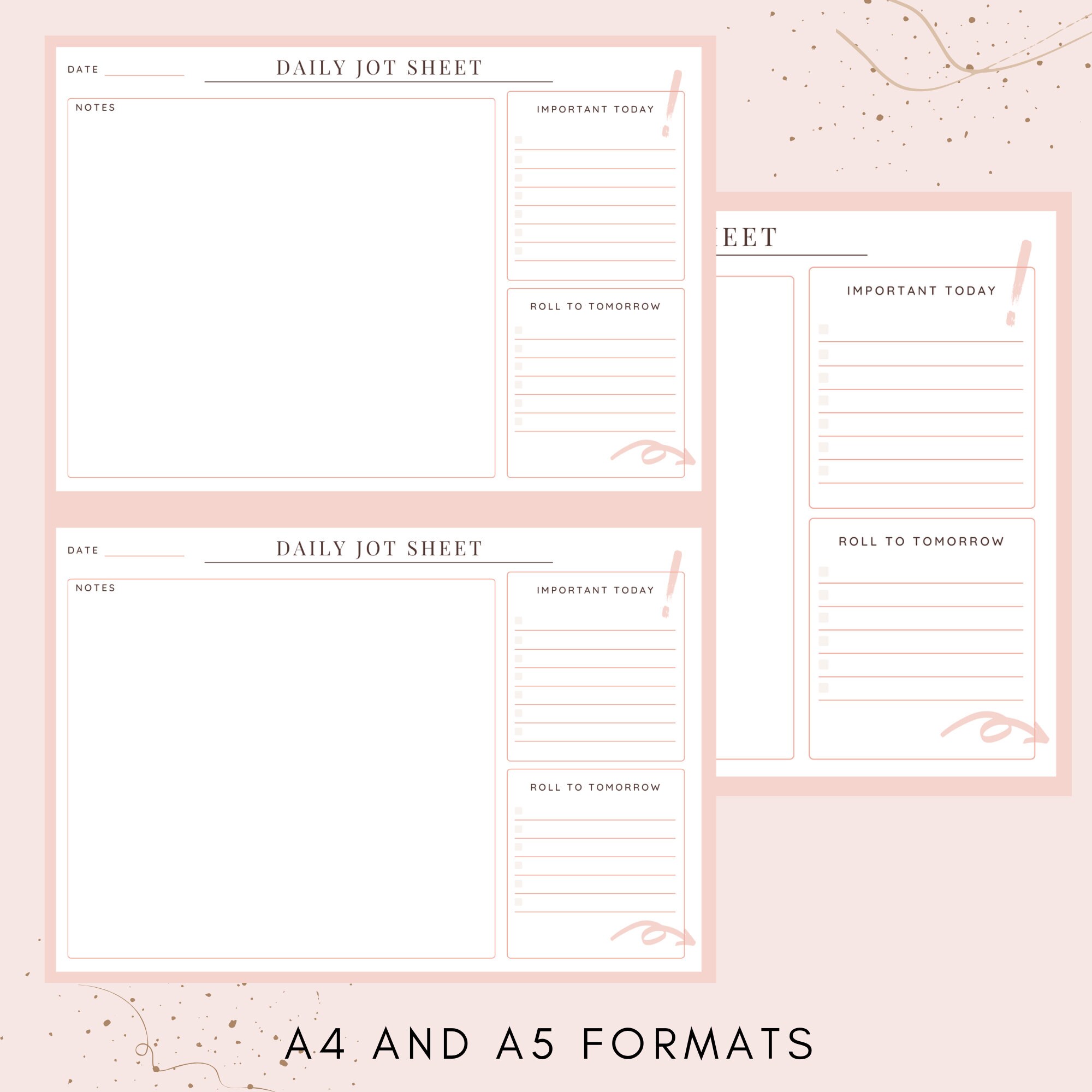 PRINTABLE Minimalist Daily Jot Sheet, Digital Jot Sheet, Minimalist ...