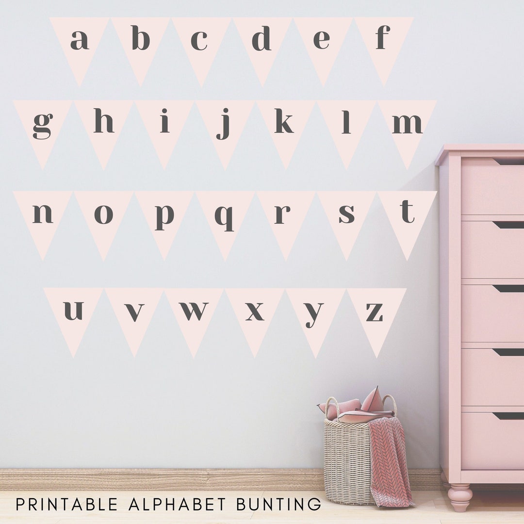 PRINTABLE Pink Alphabet Bunting, Digital Alphabet Banner, Bedroom ...