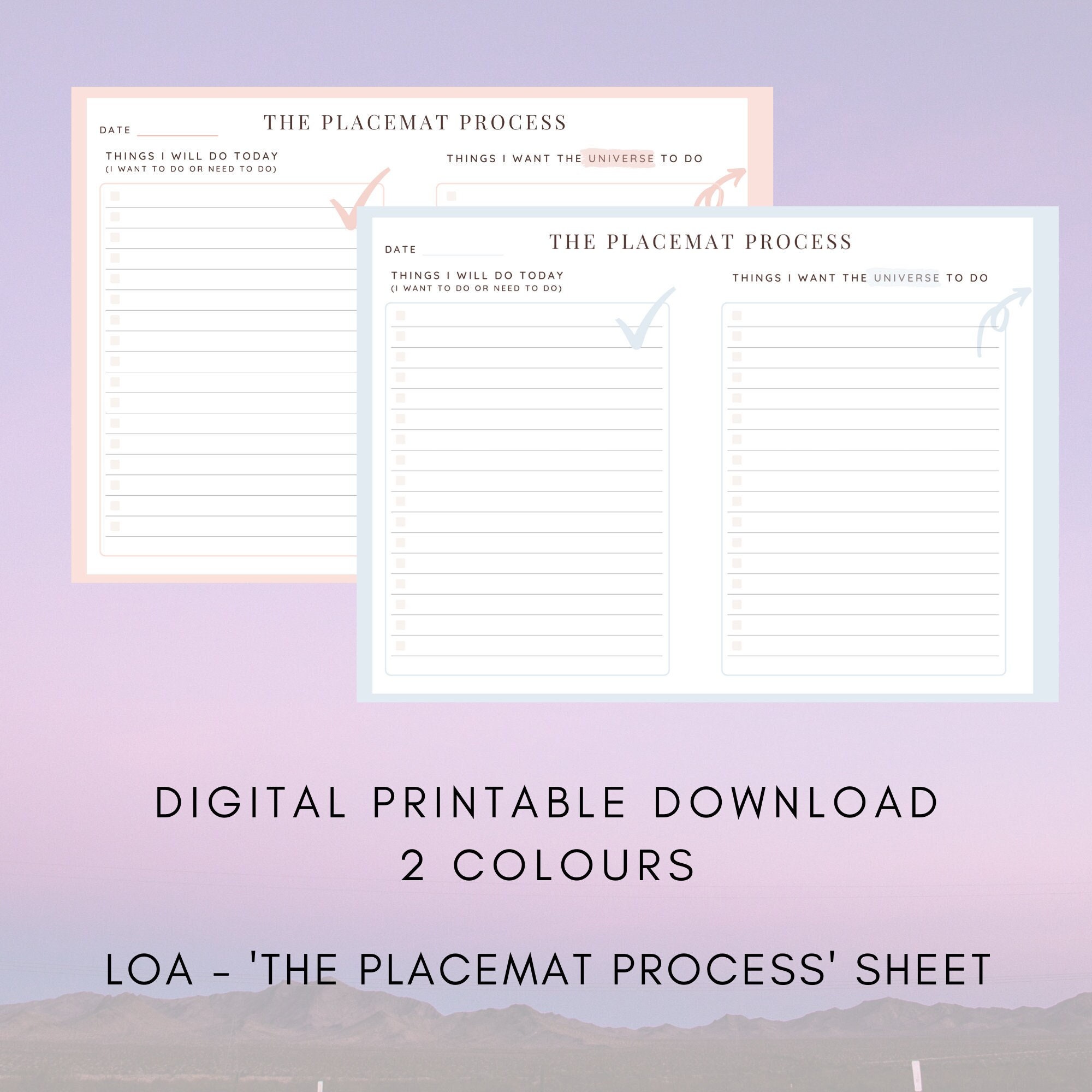 PRINTABLE Placemat Process Sheet, Attract Abundance, Raise Vibration ...