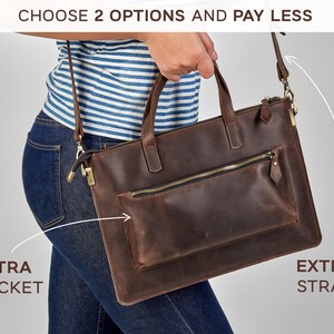 Leather Notebook Handle Bag Womens Gift Leather Laptop - Etsy