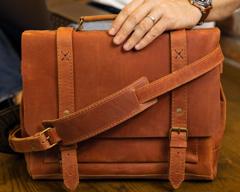 Leather Work Bag Leather Briefcase for Men Christmas Mens - Etsy