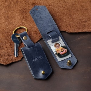 Man Accessory Gift, Leather Keychain With Photo, Personalized Mens ...