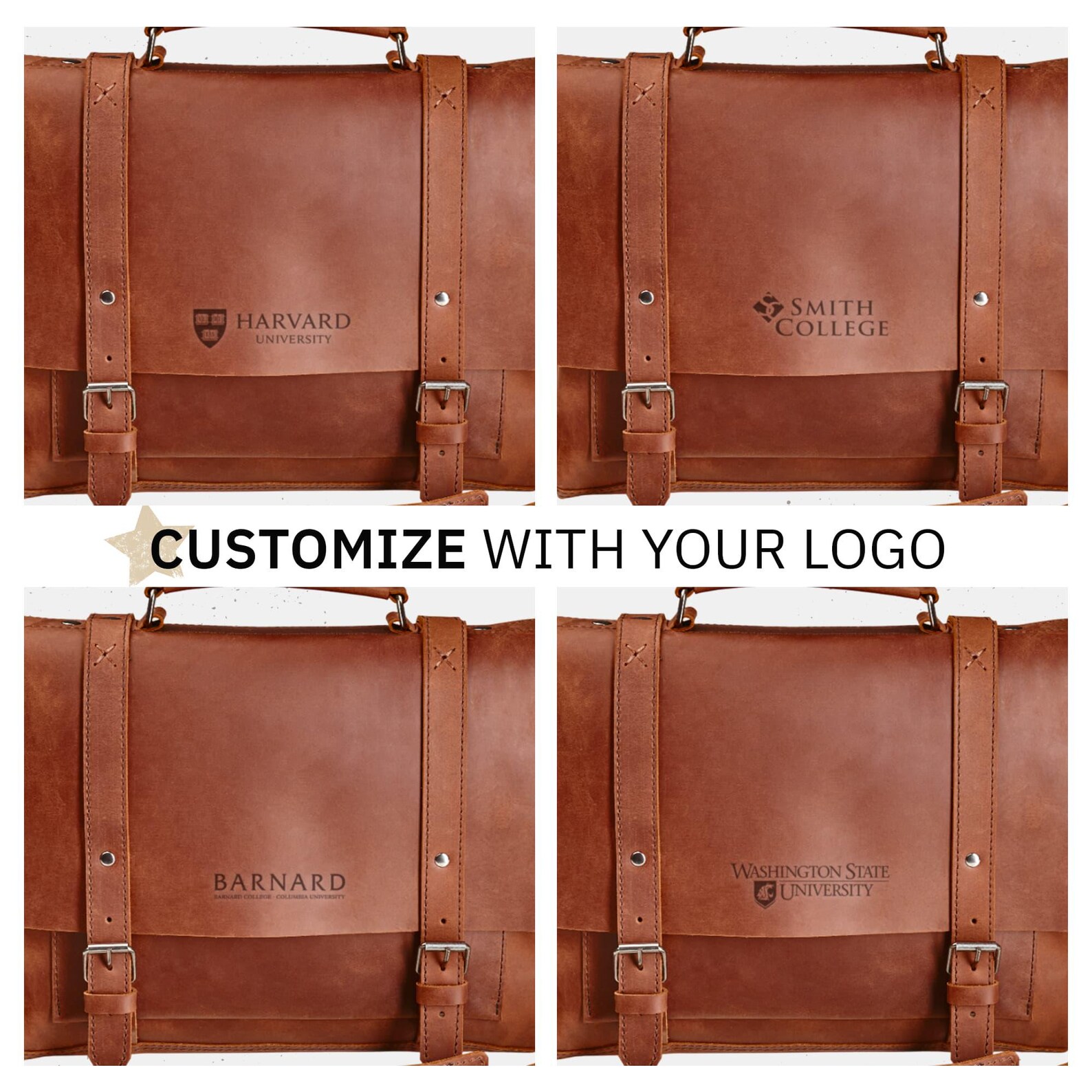 Mens Leather Briefcase Bag, Engraved Messenger Bag With Custom Logo ...