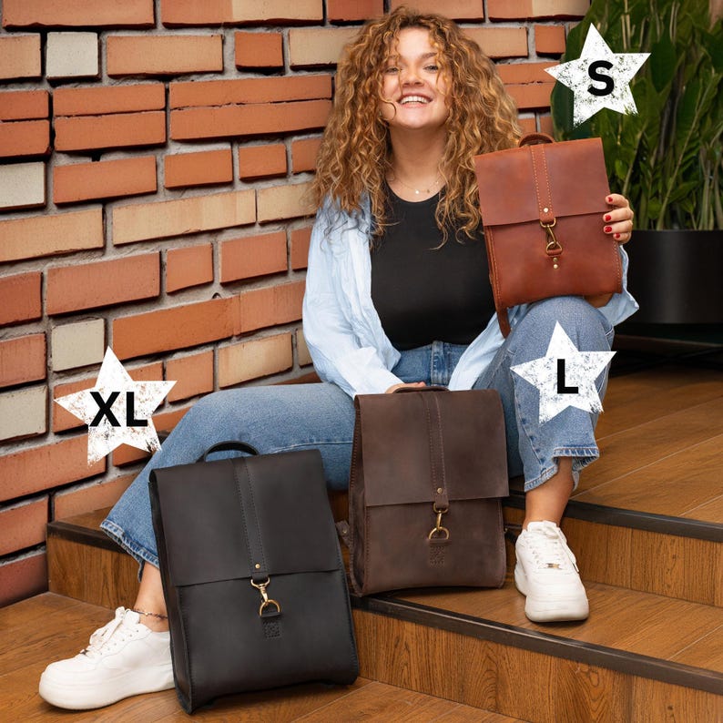 Leather Backpack for Woman, Leather Haversack for Women, Office City ...