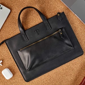 Leather Notebook Handle Bag, Womens Gift, Leather Laptop Briefcase ...