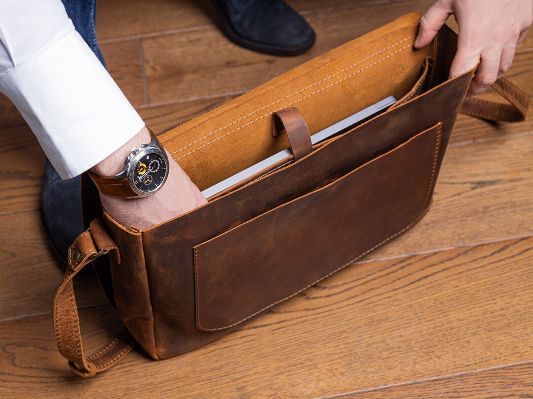 Business Briefcase for Men, Leather Messenger Bag, Leather Work Bag ...