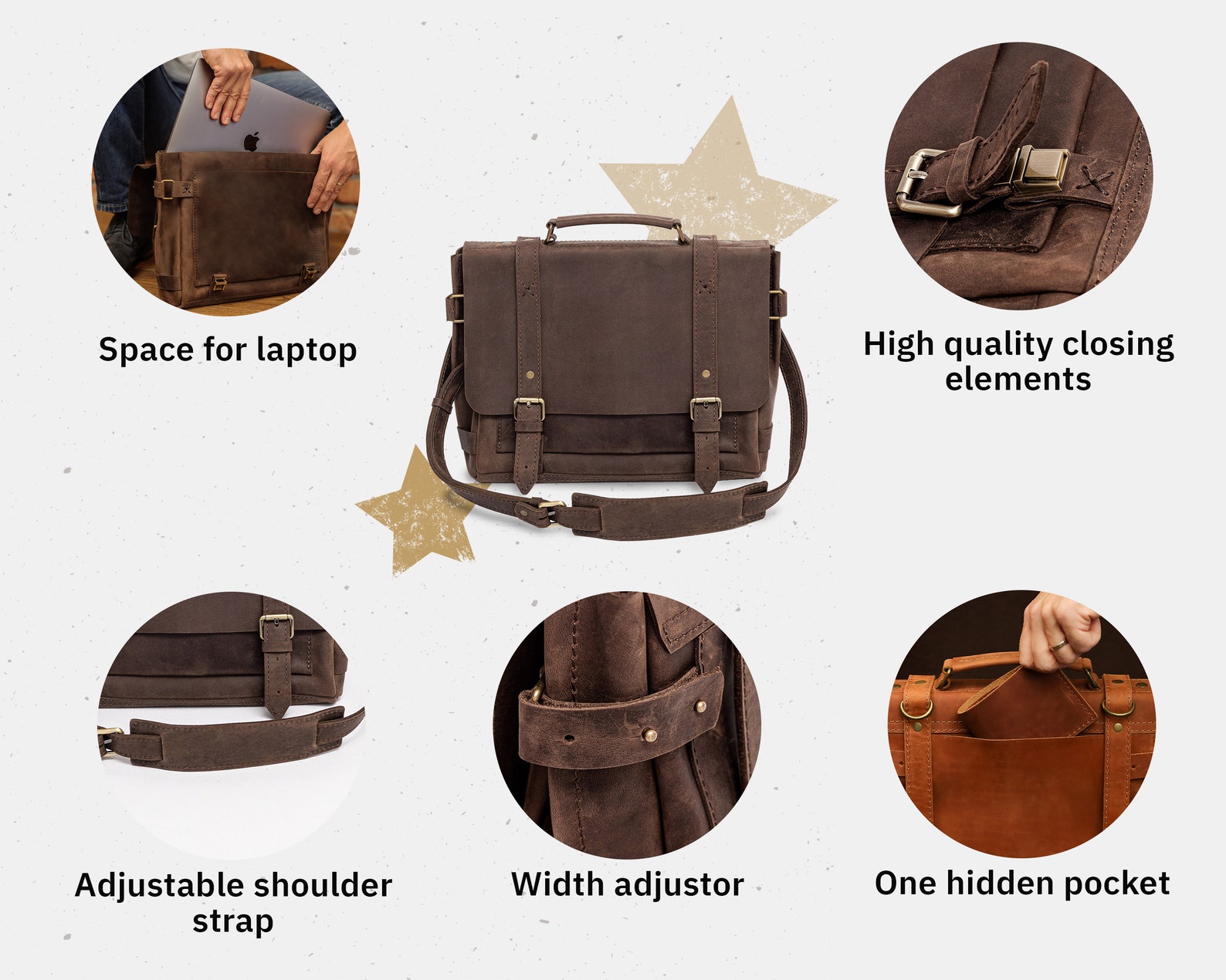 Mens Shoulder Bag Leather Briefcase for Men Christmas Gift - Etsy