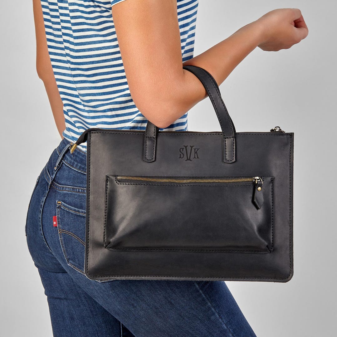 Leather Notebook Handle Bag, Womens Gift, Leather Laptop Briefcase ...