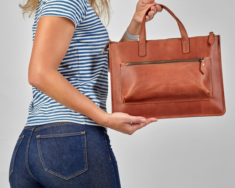 Leather Notebook Handle Bag Womens Gift Leather Laptop - Etsy