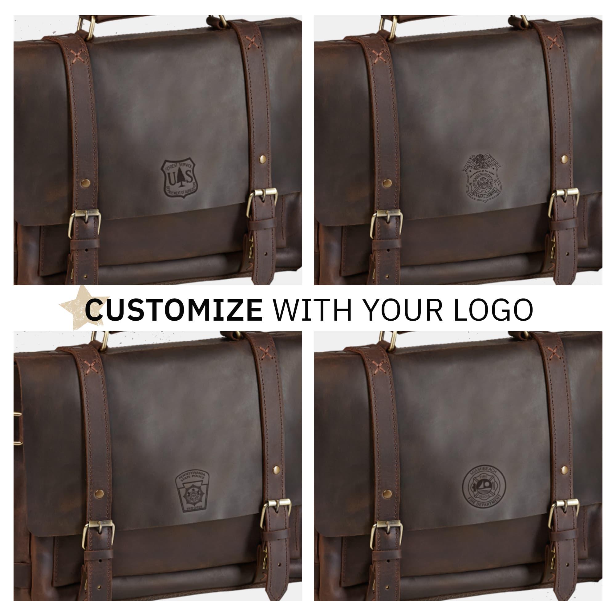 Personalized Leather Briefcase for Men, Custom Name Laptop Bag for ...