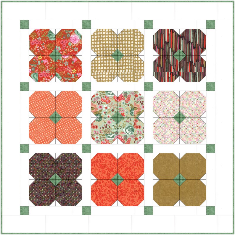 Dogwood Flower Quilt PDF Pattern Quilt, Lap Quilt & Table Runner ...